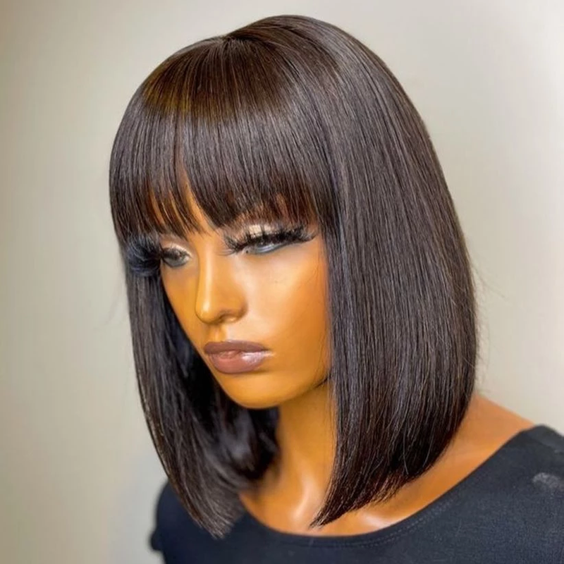 Short Bob Wig Glueless Straight Human Hair Wigs 2X4 Top Lace Wig With – Mslynn Hair