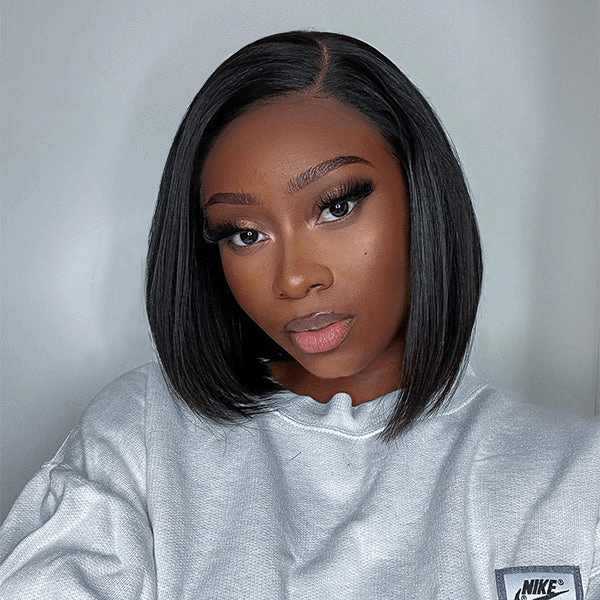 mslynn Side Part Short Bob 4X4 Lace Closure Wig Pixie Cut Wig Straight ...