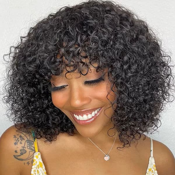 Mslynn Glueless Wig Super Easy Curly Wig With Bangs Top Lace Wig ...
